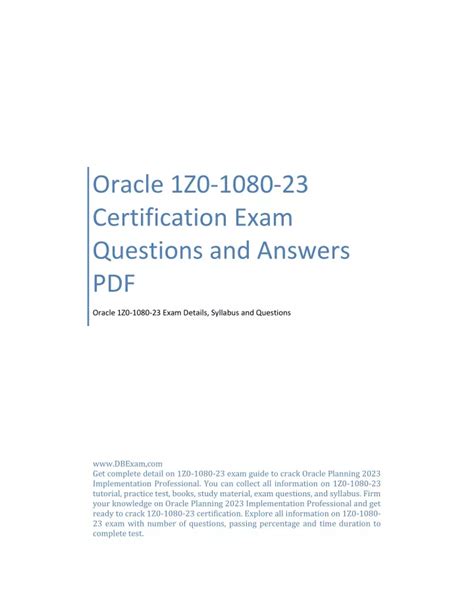 Ppt Oracle 1z0 1080 23 Certification Exam Questions And Answers Pdf Powerpoint Presentation