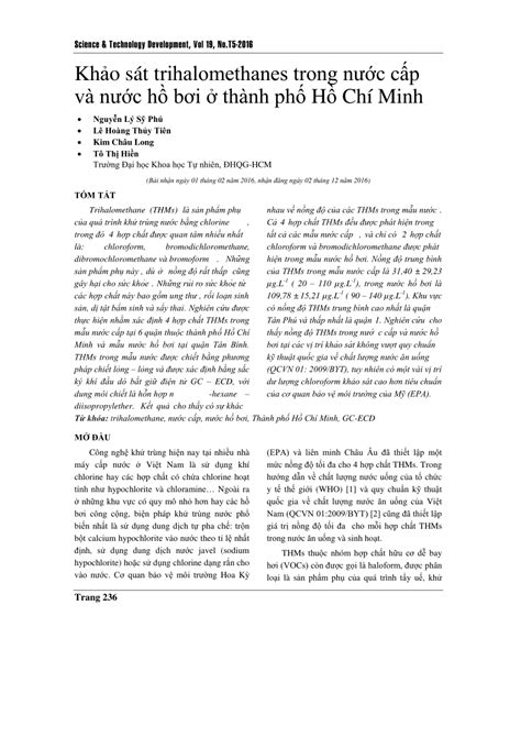 Pdf Evaluating Trihalomethanes In Tap Water And Swimming Pool Water