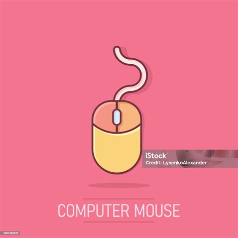 Computer Mouse Icon In Comic Style Cursor Cartoon Vector Illustration