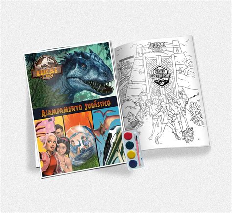 Kit De Colorir Aquarela Jurassic World Acampamento Jurássico