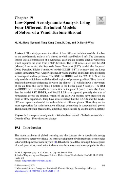 Pdf Low Speed Aerodynamic Analysis Using Four Different Turbulent