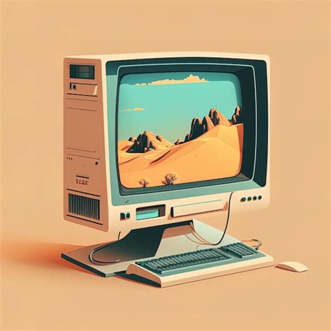 Retro Computer And Monitor Premium Ai Generated Image