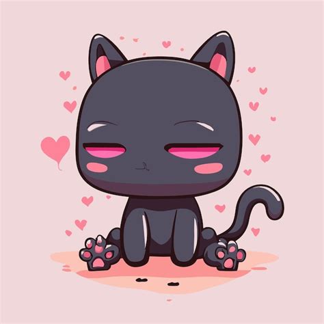 Eine Schwarze Katze Sitzt Auf Einem Beigenen Hintergrund Premium Vektor