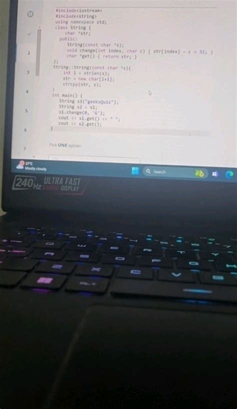 1 include using namespace std class String | StudyX