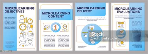 Elements Of Microlearning Blue Brochure Template Stock Illustration Download Image Now