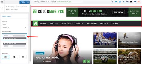 Manage Main Header Layout And Styles Colormag Documentation