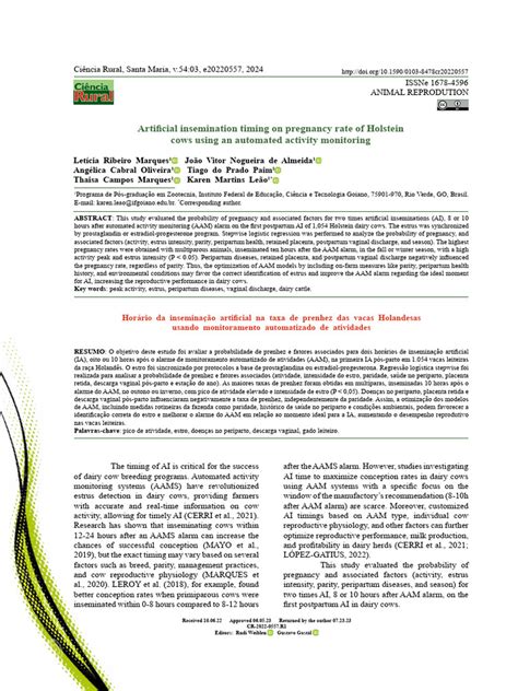 Artificial Insemination Timing On Pregnancy Rate Of Holstein Cows Using