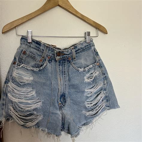 Vintage Light Wash Levi High Waisted Shorts Depop