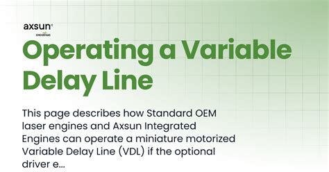 Operating A Variable Delay Line Axsun Knowledge Base