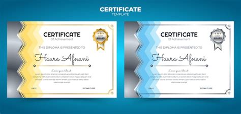 추상적인 배경으로 실버 그라데이션 설정 인증서 템플릿 프리미엄 벡터