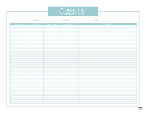 Class List Templates 12 Free Printables Printabulls