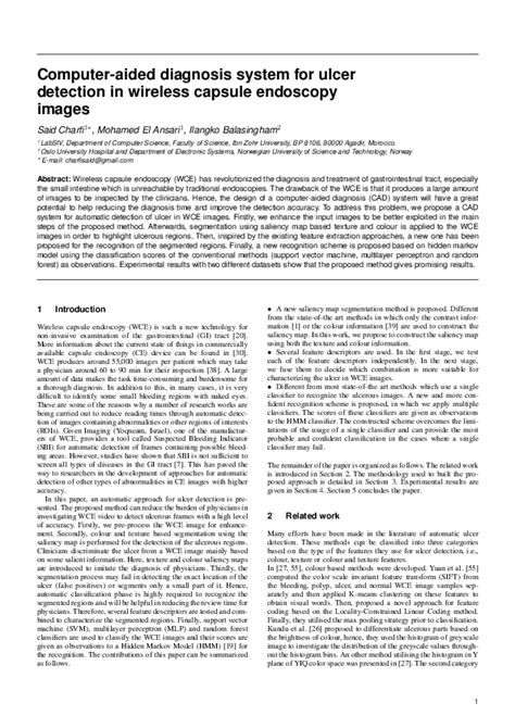 Pdf Computer‐aided Diagnosis System For Ulcer Detection In Wireless