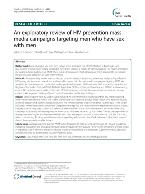 An Exploratory Review Of Hiv Prevention Mass Media Campaigns Targeting