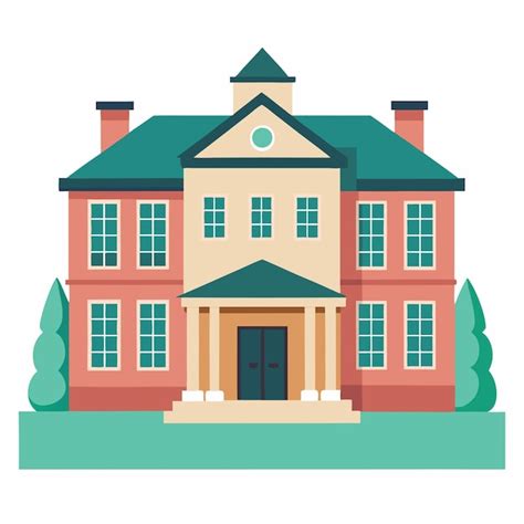 Simple Bulding Flat Style Illustration White Background Premium Ai