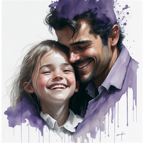 Una Pintura De Acuarela De Un Hombre Y Su Hija Sonriendo Generada Por