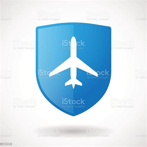 Bouclier Emblématique Avec Un Avion Vecteurs Libres De Droits Et Plus D
