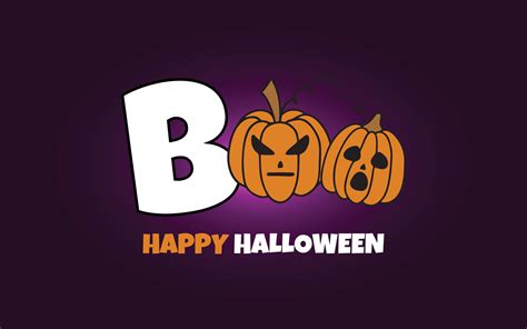 Happy Halloween Cute Illustration Of Boo With Scary Pumpkins Illustration For Holiday Banner