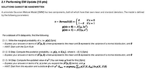 Solved 21 Performing Em Update 15 Pts Solutions Cannot Be