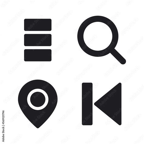 User Interface Icons Set Menu Search Pin Backward Perfect For Website Mobile App App