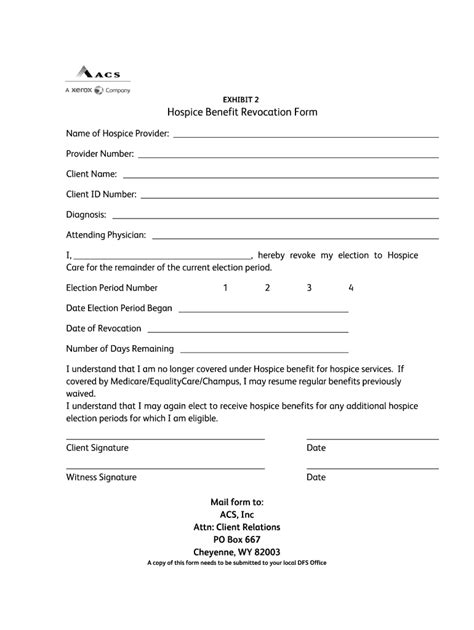 Fillable Online Hospice Benefit Revocation Form Fax Email Print Pdffiller