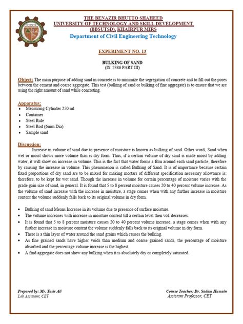 13 Bulking Of Sand Pdf Concrete Sand