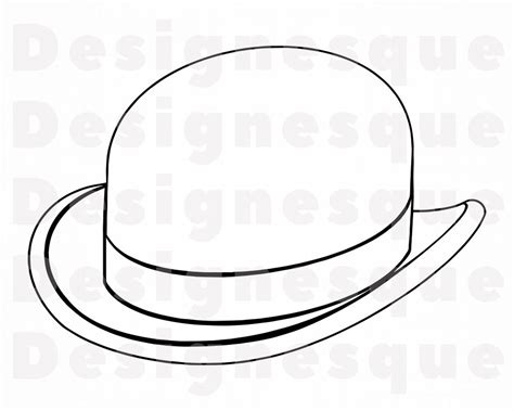 Bowler Hat Outline 2 Svg Hat Svg Bowler Hat Clipart Bowler Etsy