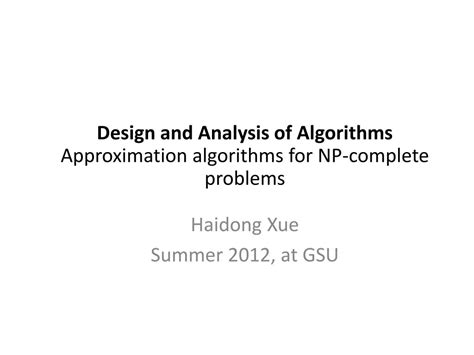 Ppt Design And Analysis Of Algorithms Approximation Algorithms For Np