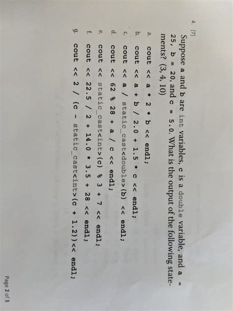 Solved 4 7 Suppose A And B Are Int Variables C Is A
