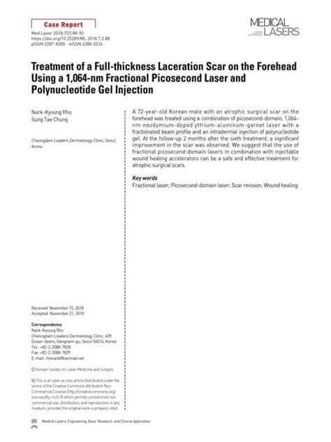Treatment Of A Full Thickness Laceration Scar On The Forehead Using A