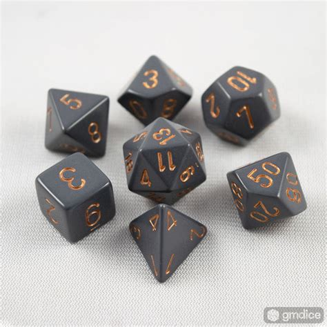 Chessex Opaque Polyhedral Dark Greycopper 7 Die Set Gmdice