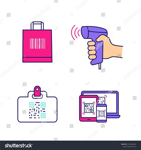Brcodes Color Icons Set Qr Code Stock Vector Royalty Free