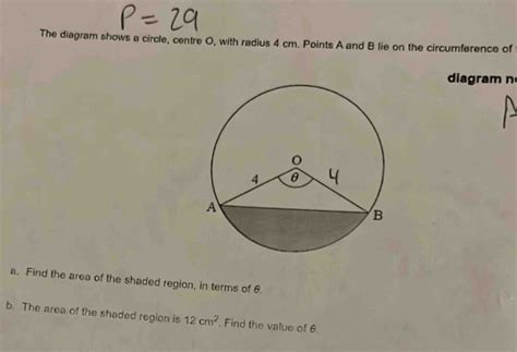The Diagram Shows A Circle Centre O With Radius 4 Cm Points A And B