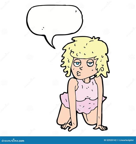 Cartoon Woman Doing Pin Up Pose With Speech Bubble Stock Illustration
