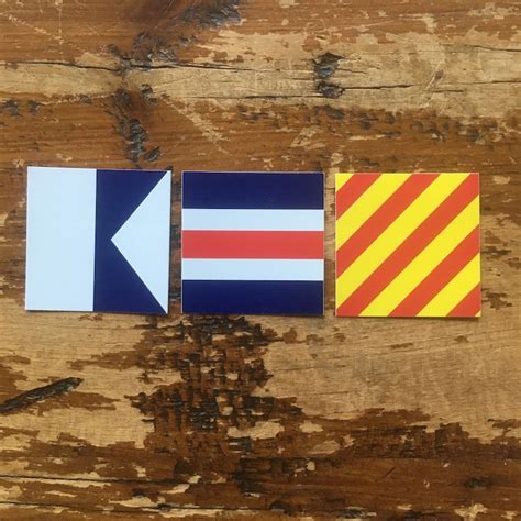 Nautical Flag Stickers Vinyl Peel And Stick 1 5 Square Initials Etsy