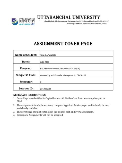 Bca Shahbaz Ansari Accounting And Financial Management Pdf