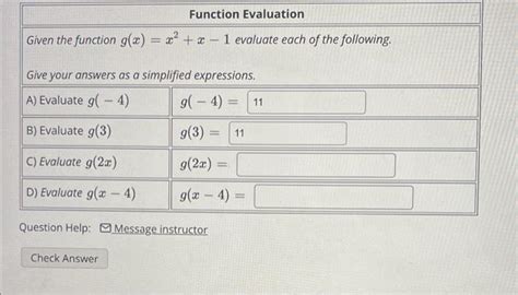 Solved Function Evaluation Given The Function Gx X² X