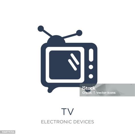 テレビ アイコン商談から白い背景のトレンディなフラット ベクトル テレビ アイコン アイコンのベクターアート素材や画像を多数ご用意