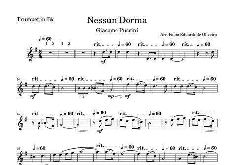 Nessun Dorma Puccini Easy Arrangement Arr Fabio Eduardo De