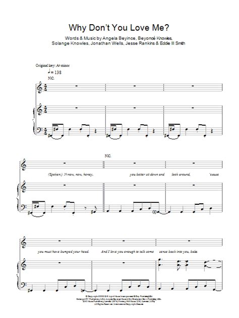 Download Beyonce Why Dont You Love Me Sheet Music For Piano Vocal