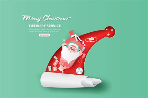 모자 개념에 반바지 여름 산타 클로스 크리스마스 7 월 배경에 Xmas 디자인 배달 서비스 귀여운 만화 캐릭터 크리에이티브