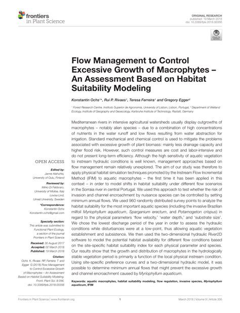 Pdf Flow Management To Control Excessive Growth Of Macrophytes An