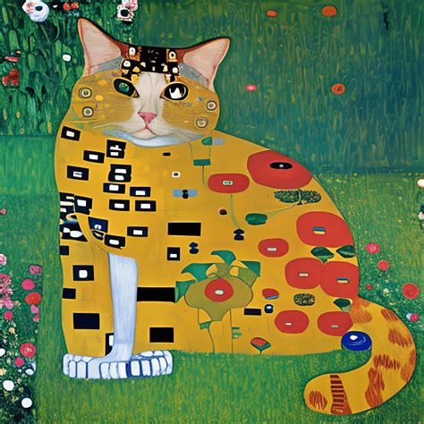 Gustav Klimt Garden Style Cat Painting Creative Fabrica