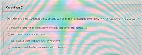 Solved Question 7Consider The Blue Ocean Strategy Article Chegg