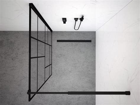 ŚCIANKA SZYBA PRYSZNICOWA WALKIN CZARNA KRATKA LOFT 120CM SZKŁO 8mm SEVANTE ERLI pl
