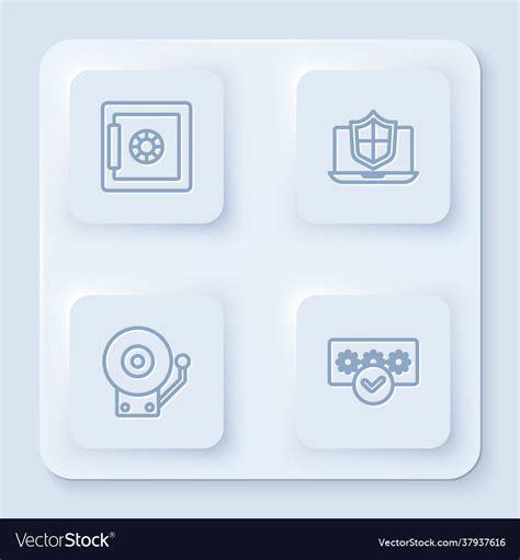 Set Line Safe Laptop Protected With Shield Vector Image