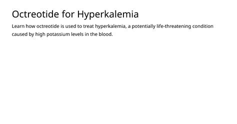 Octreotide For Hyperkalemia Medsis