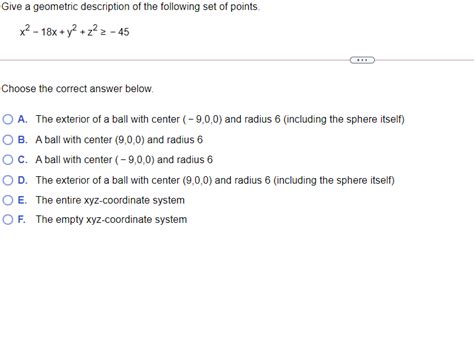 Solved Give A Geometric Description Of The Following Set Of Chegg