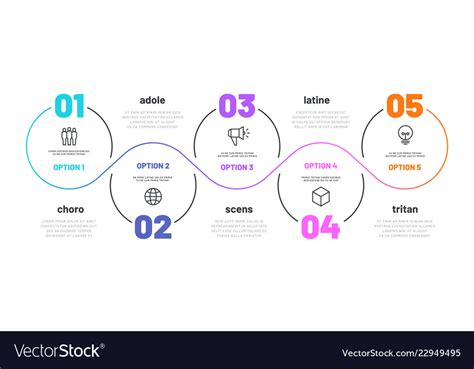 Line Step Infographic 5 Options Workflow Diagram Vector Image