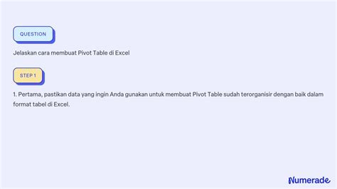 Solved Jelaskan Cara Membuat Pivot Table Di Excel
