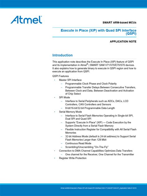 atmel 44065 execute in place xip with quad spi interface sam v7 sam e7